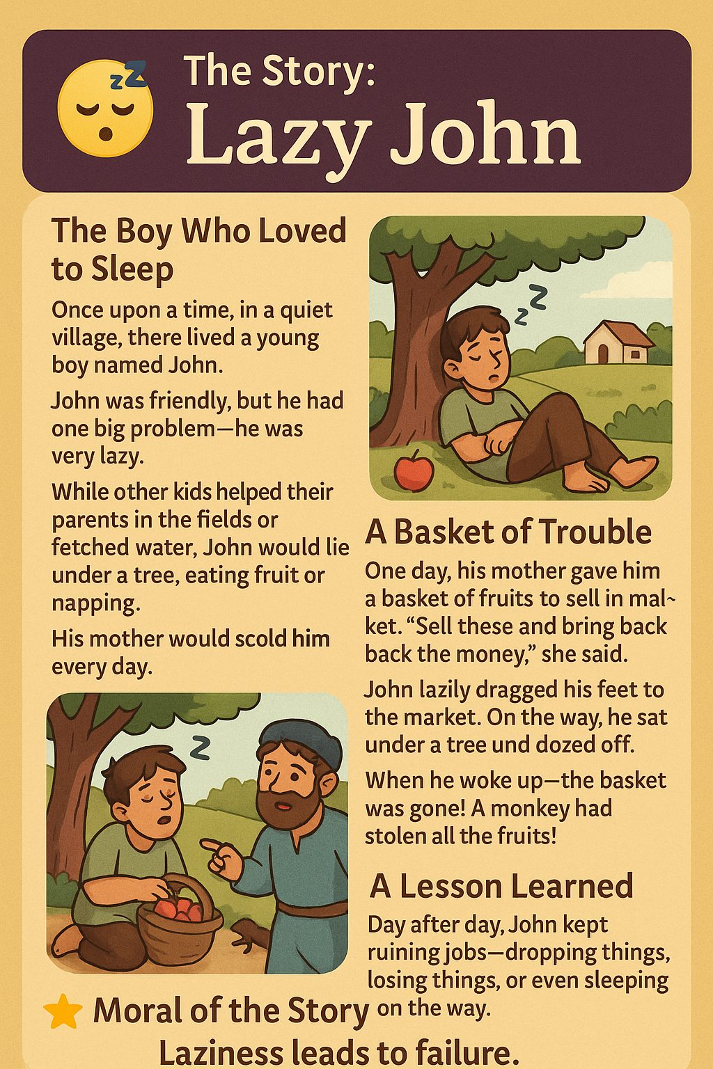 Lazy John | A Moral Bedtime Story for Kids with Audio